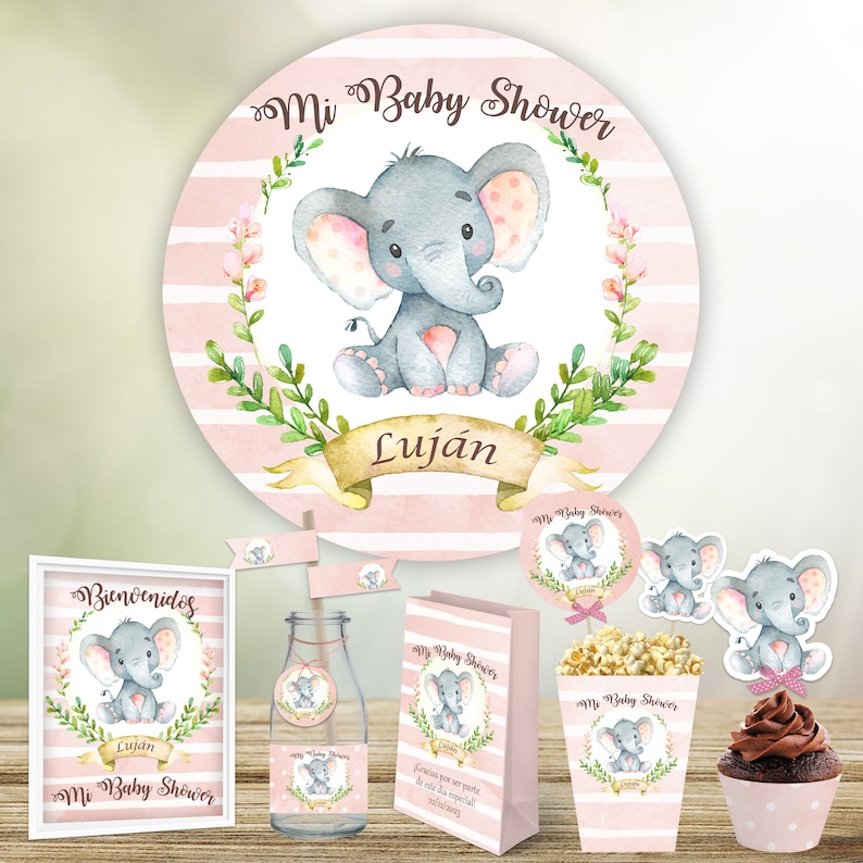 Printable Party Elephant, Printable Baby Shower Elephant, Elephant Baby ...