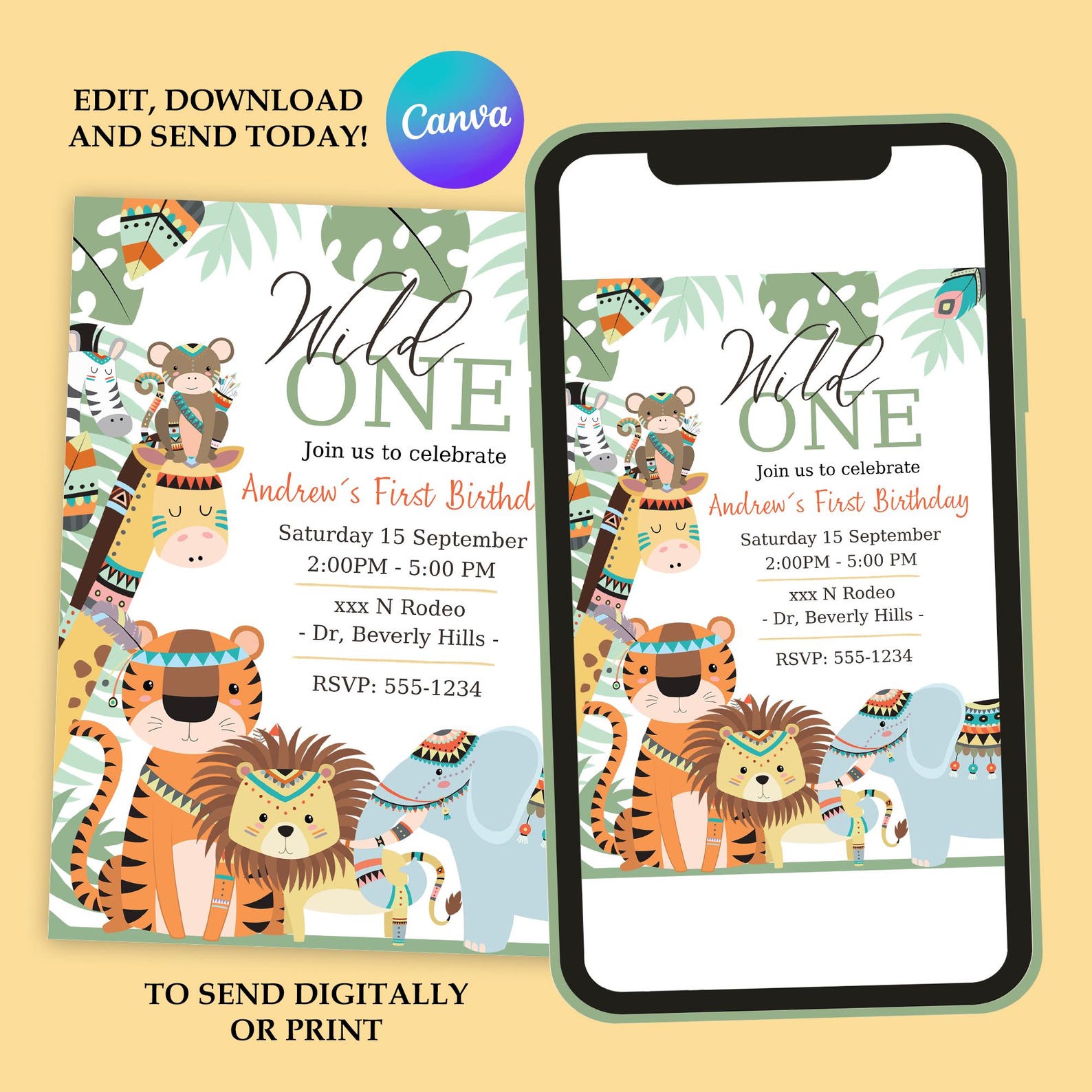 Safari Invitation, Safari Party Invitation, Safari Birthday Invitation ...