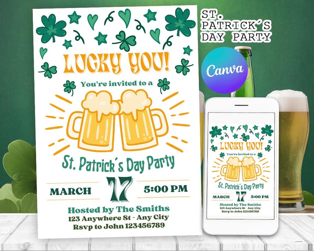 Invitación para el día de San Patricio, invitación para fiesta de ...