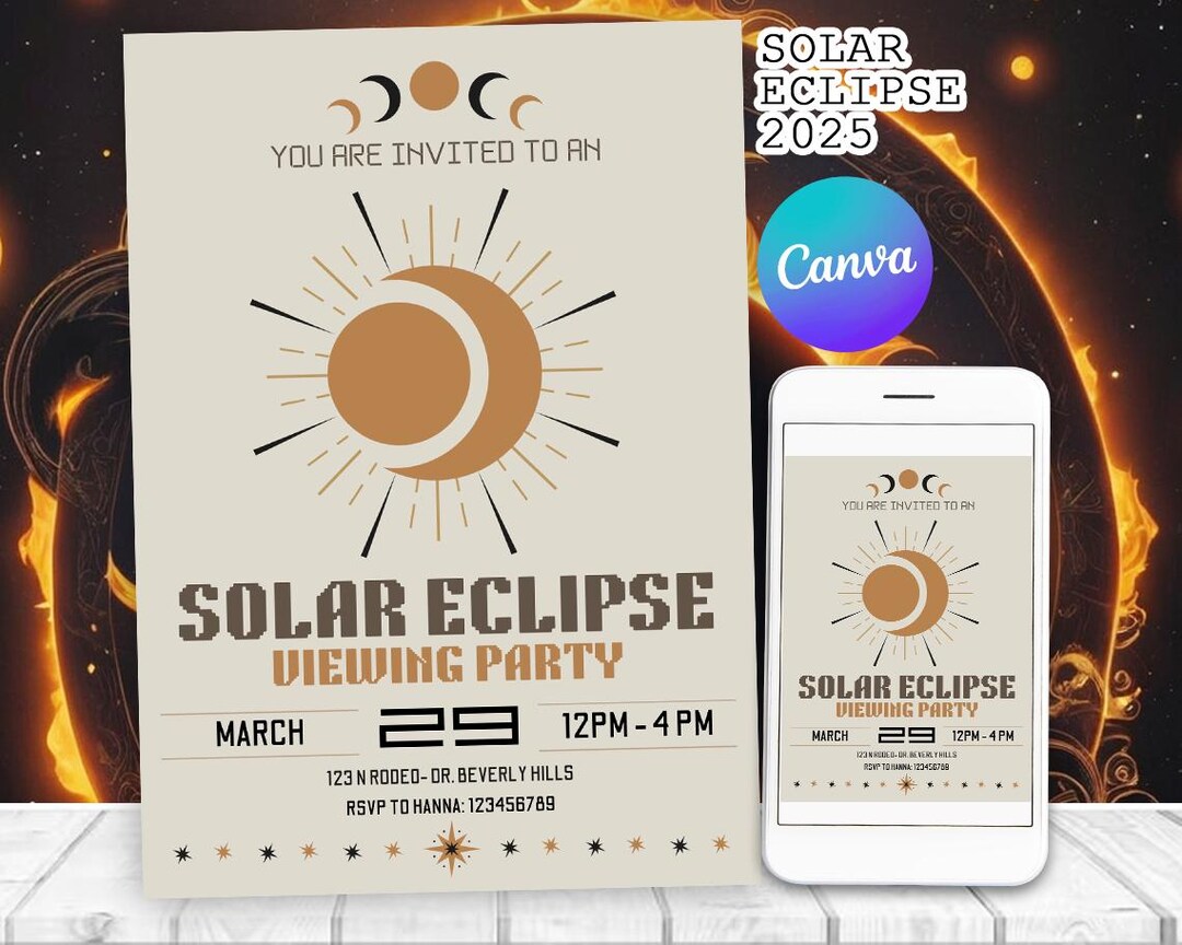 Solar Eclipse Party Invitation, Eclipse Viewing Party Invite, Solar ...
