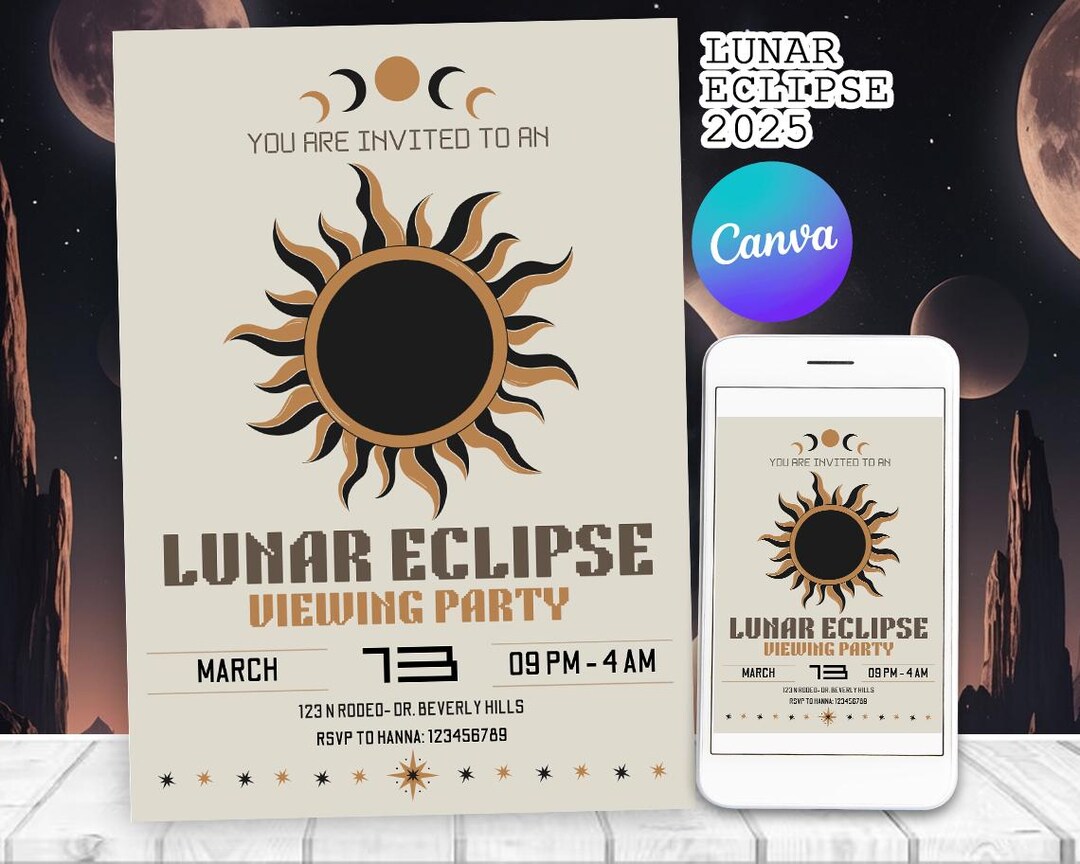 Lunar Eclipse Party Invitation, Lunar Eclipse Viewing Party Invite ...