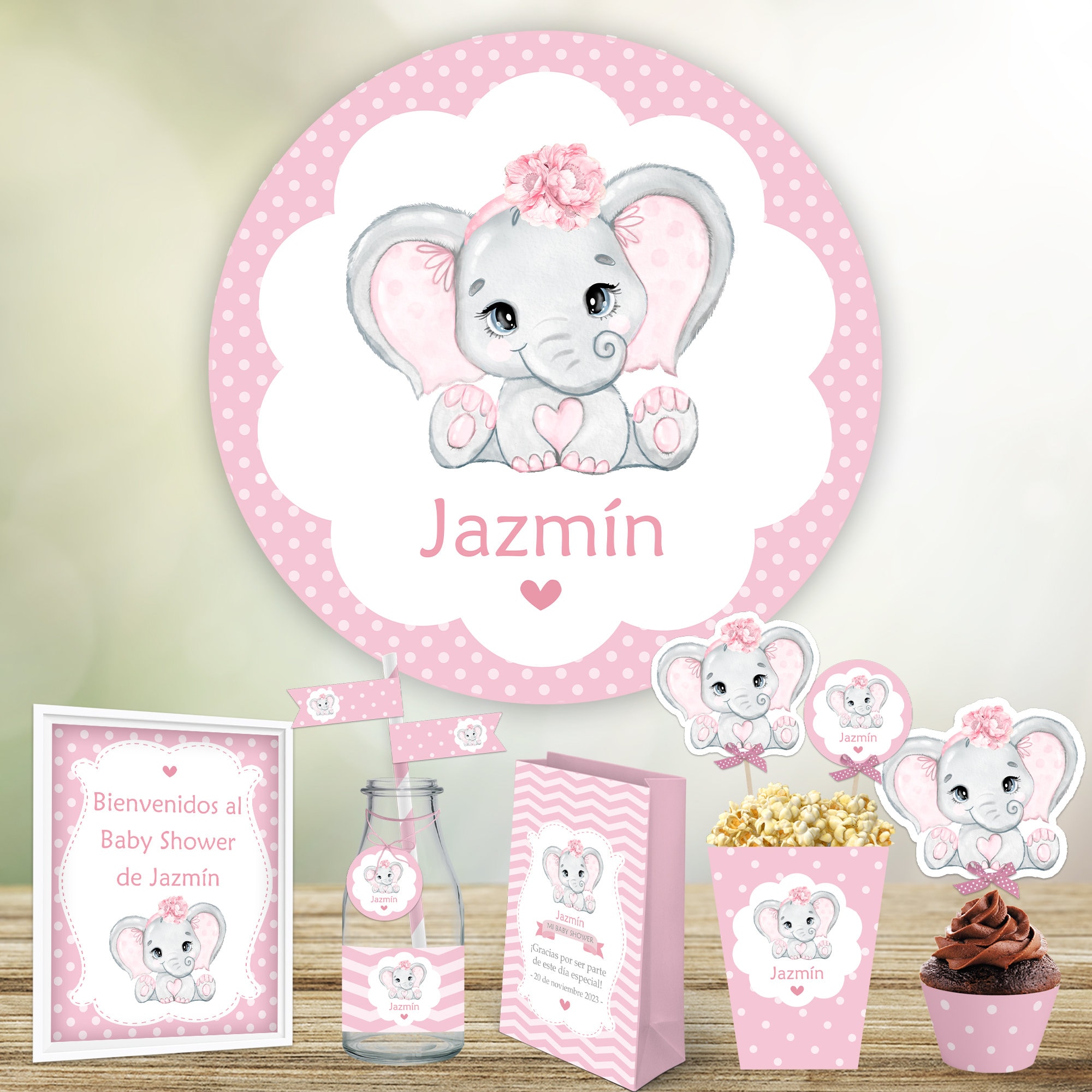 Printable Party Elephant, Printable Baby Shower Elephant, Elephant Baby ...