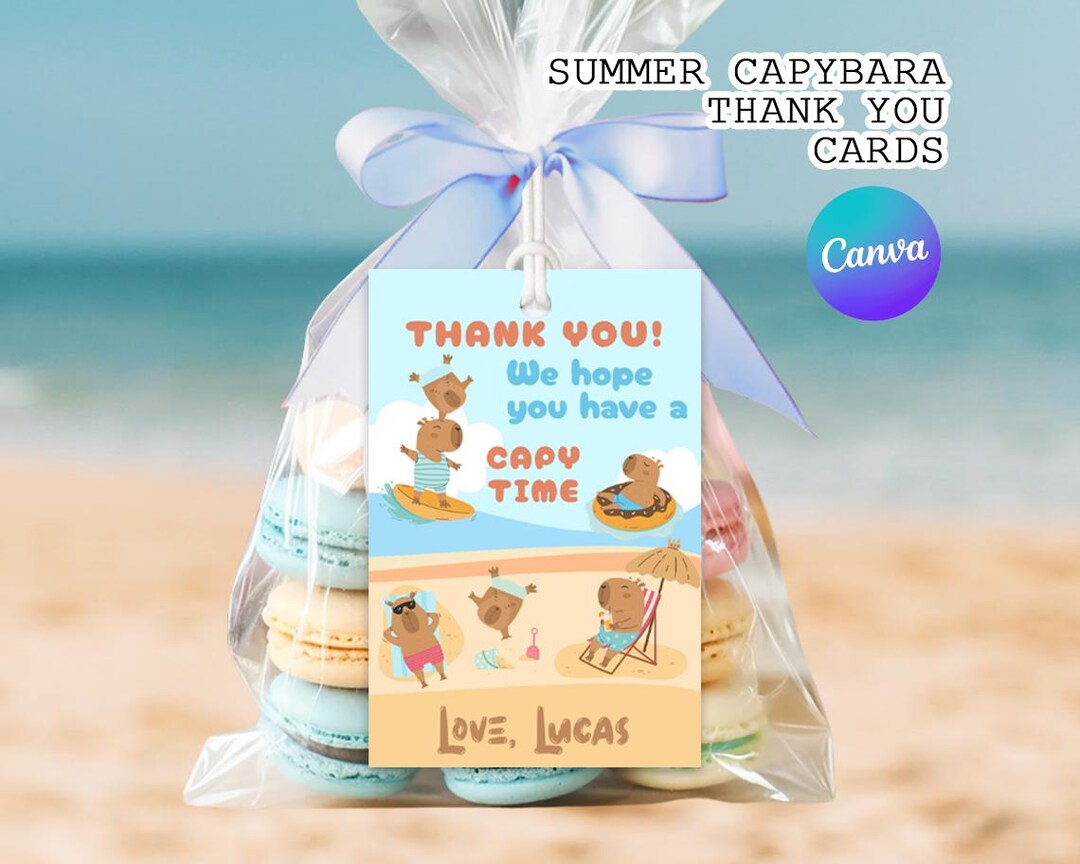 Summer Capybara Thank You Cards, Cute Boys Capybara Thank You Note ...