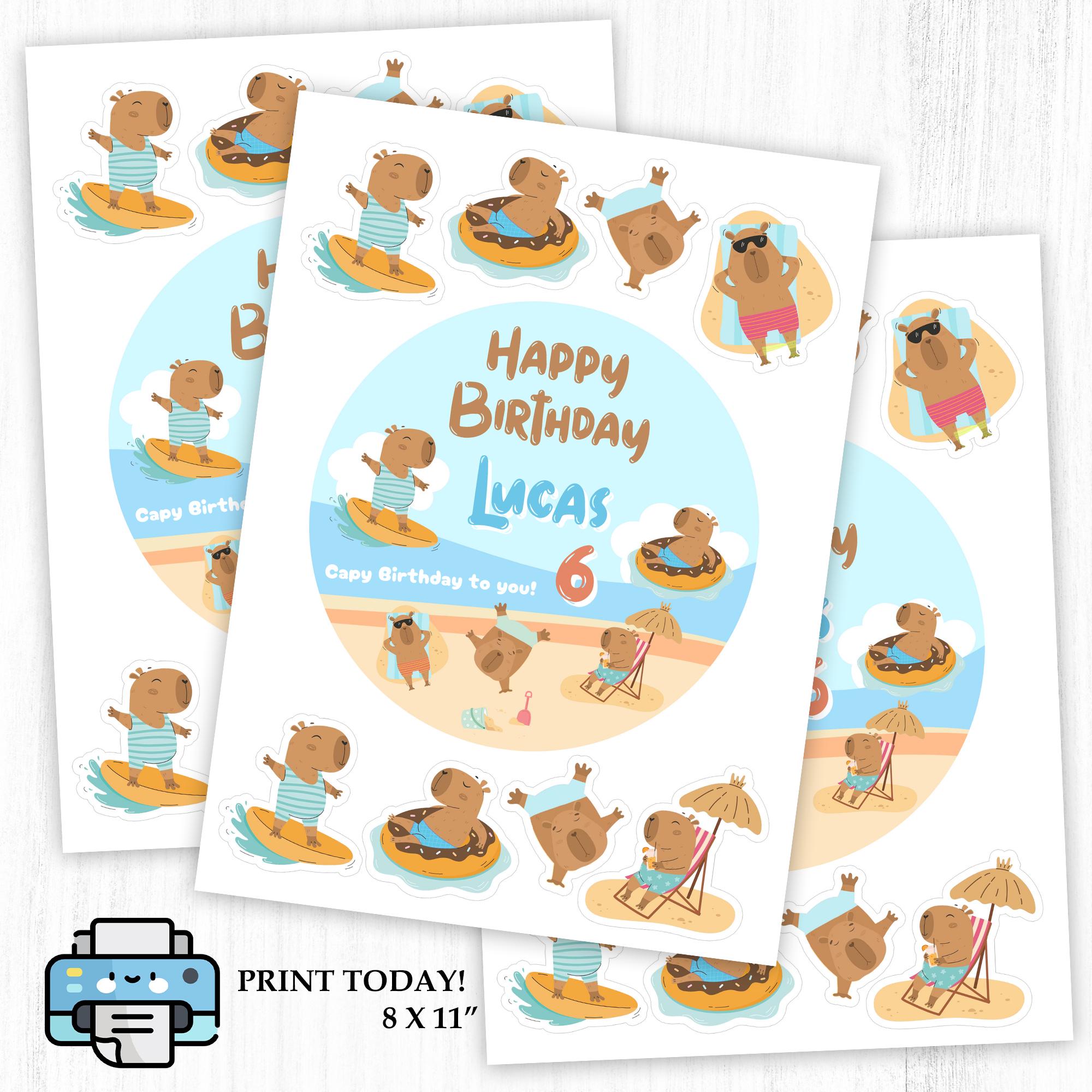 Capybara Cake Topper, Summer Boys Capybara Cake Decorations, Summer ...