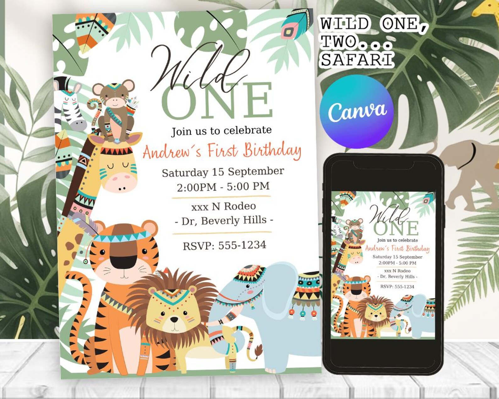 Safari Invitation, Safari Party Invitation, Safari Birthday Invitation ...