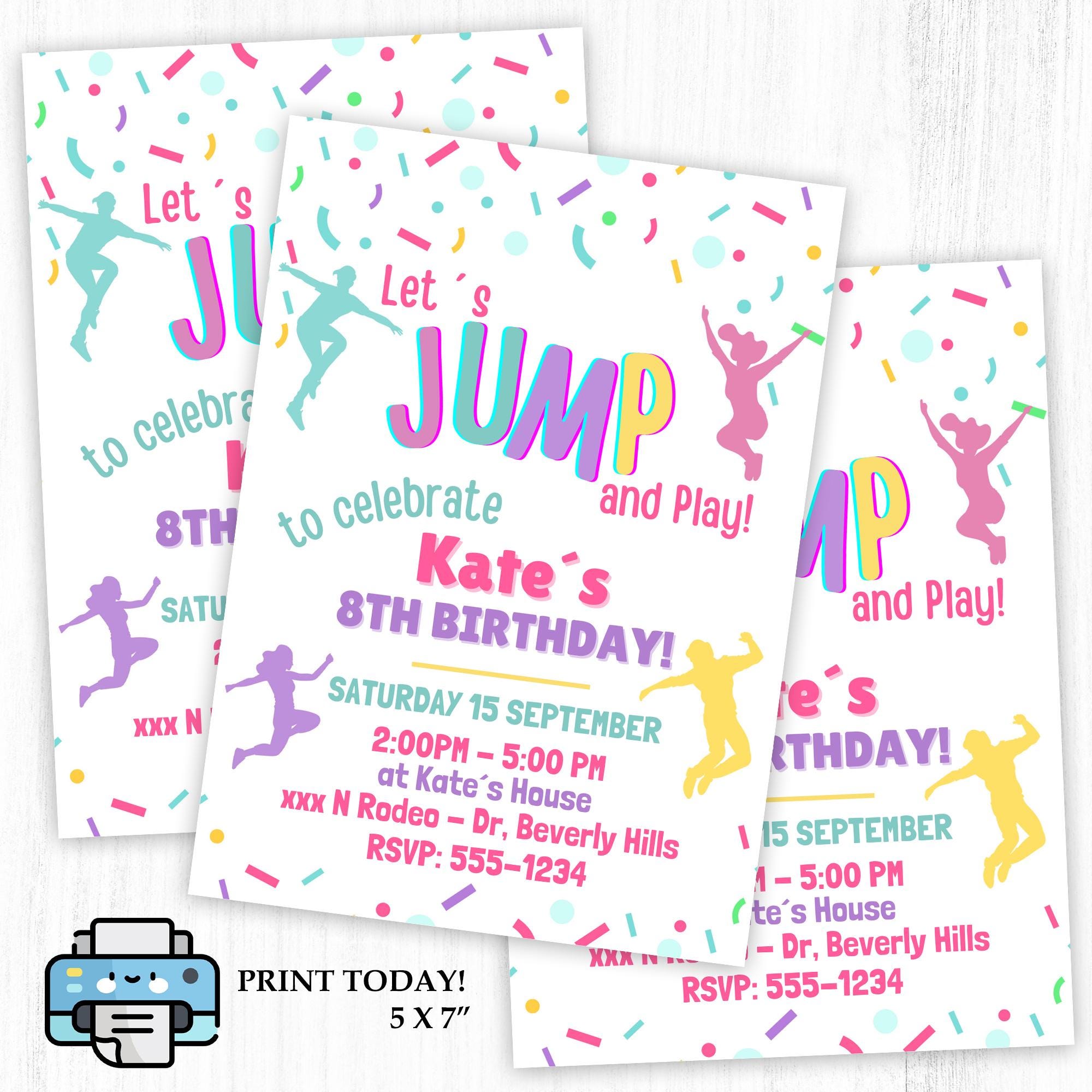 Jump Invitation, Girls Trampoline Party Invite, Jump Birthday ...