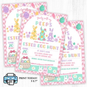Peeps Invitation, Party With My Peeps Easter Invite, Easter Egg Hunt ...