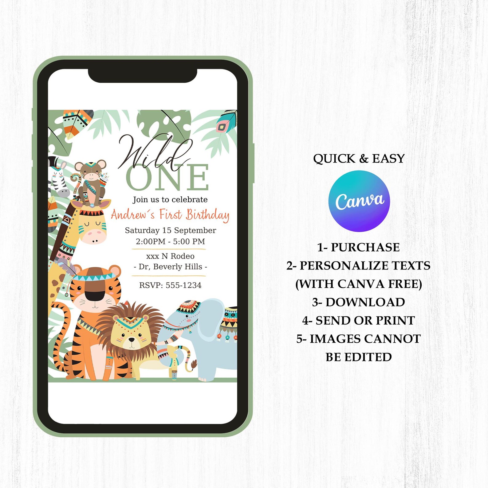 Safari Invitation, Safari Party Invitation, Safari Birthday Invitation ...