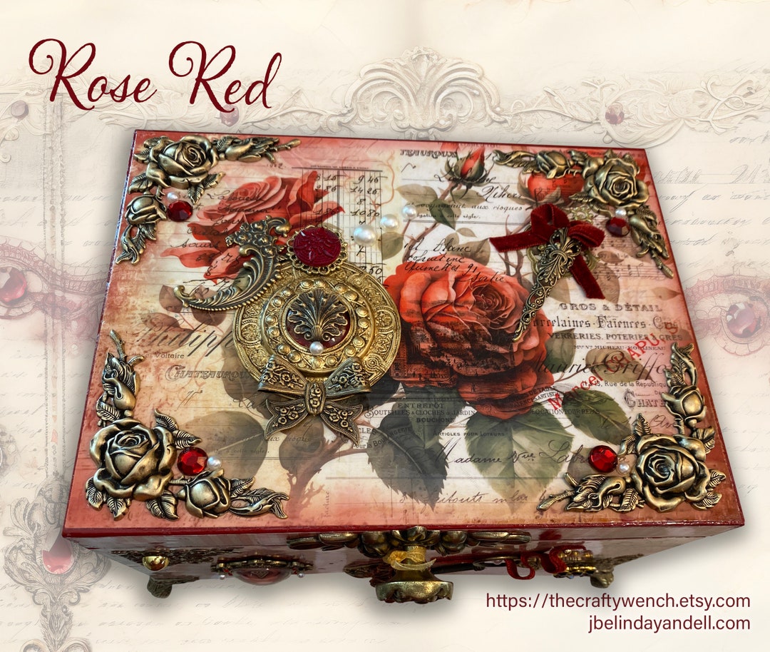 Rose Red Jewelry/treasure Box - Etsy