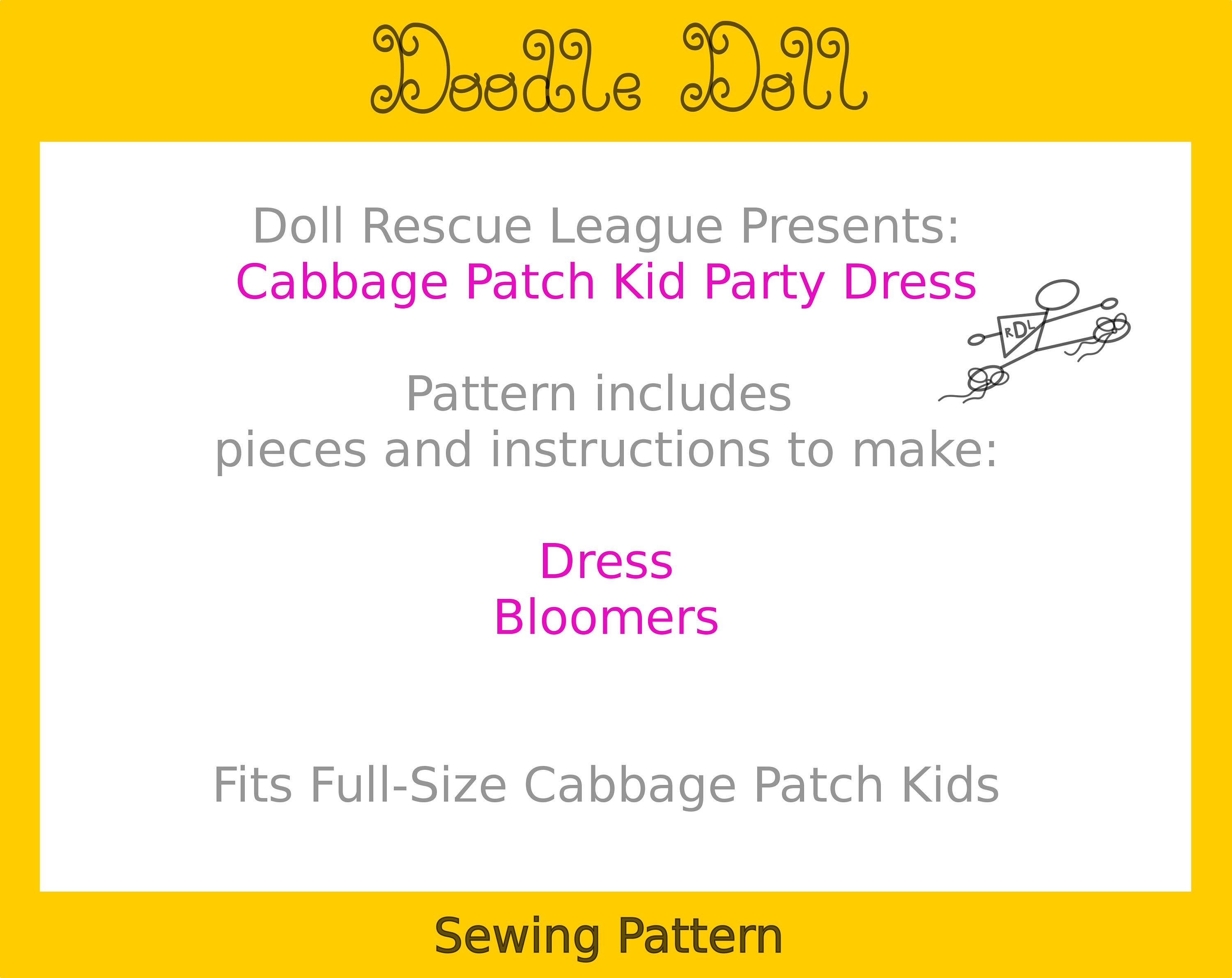 Cabbage Patch Kids Doll Clothes Sewing Pattern PDF Retro Doll - Etsy