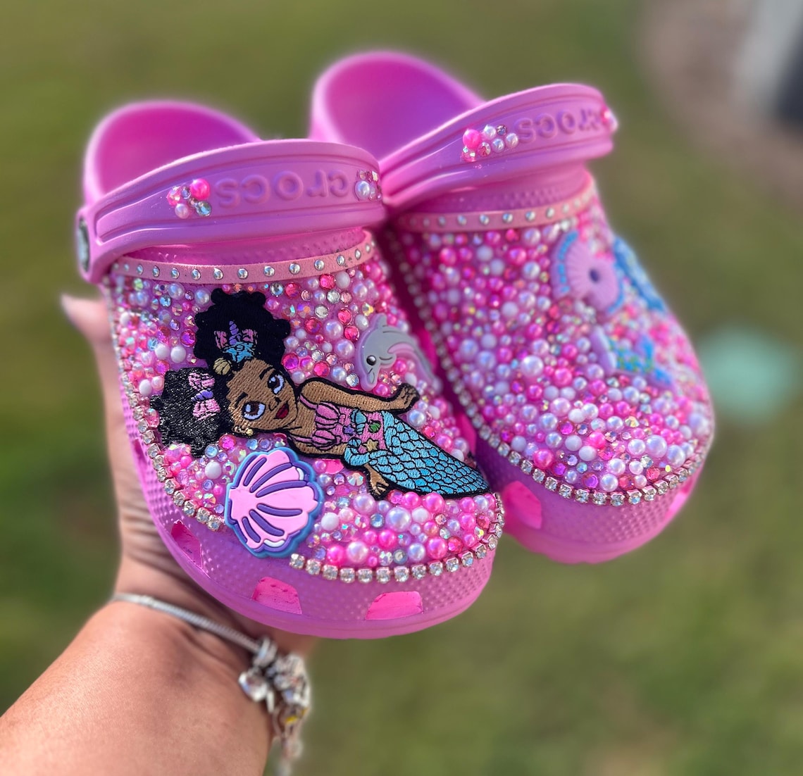 Mermaid Custom Crocs Pink Size 13c - Etsy