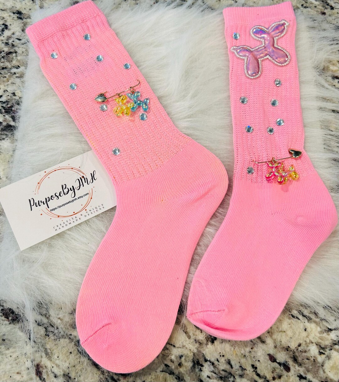 Kids Viral Tik Tok Junk Socks - Pink/balloon Dog - Etsy