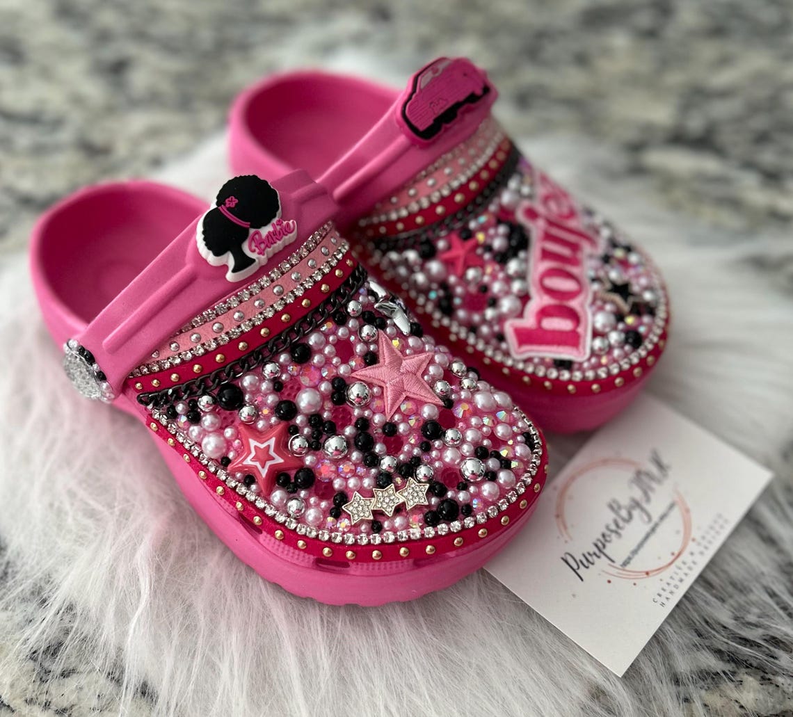 Kids Blinged Out Croc Style Clogs Hot Pink - Etsy