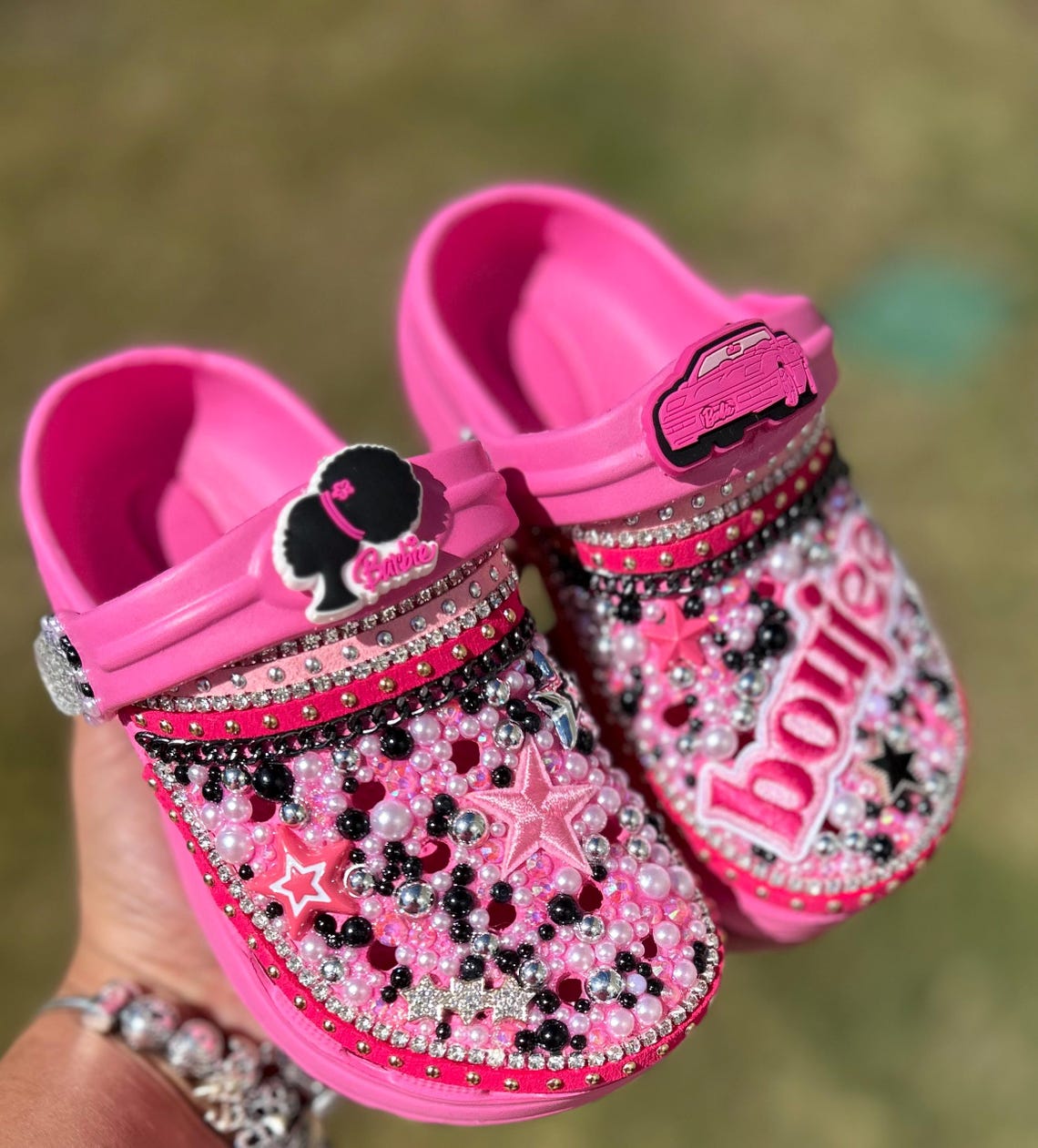 Kids Blinged Out Croc Style Clogs Hot Pink - Etsy