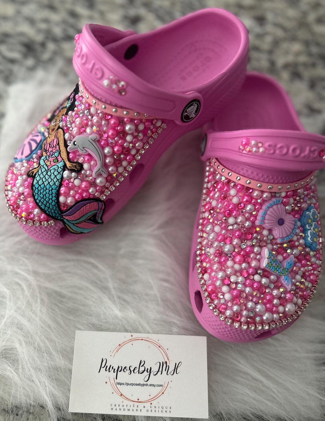 Mermaid Custom Crocs Pink Size 13c - Etsy