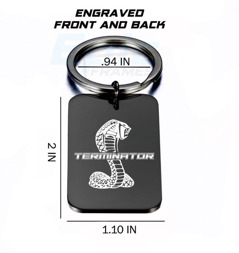 SVT Terminator Cobra Mustang Key Chain Premium Engraved Black Premium ...