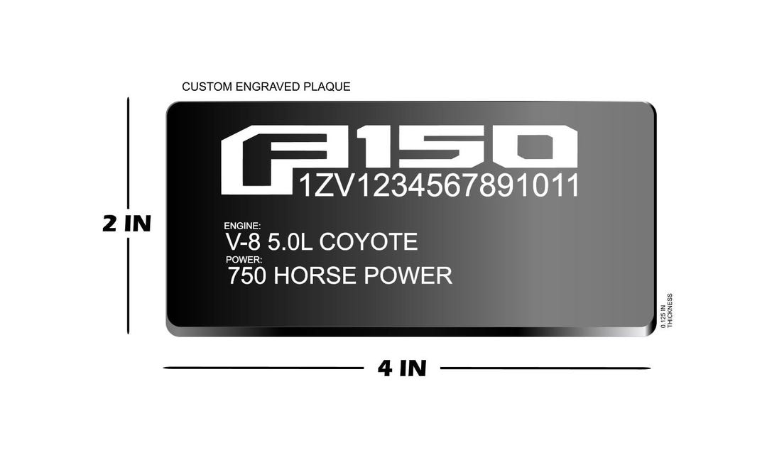 Black Custom Personalized F150 Truck Interior Engine Engraved Badge ...