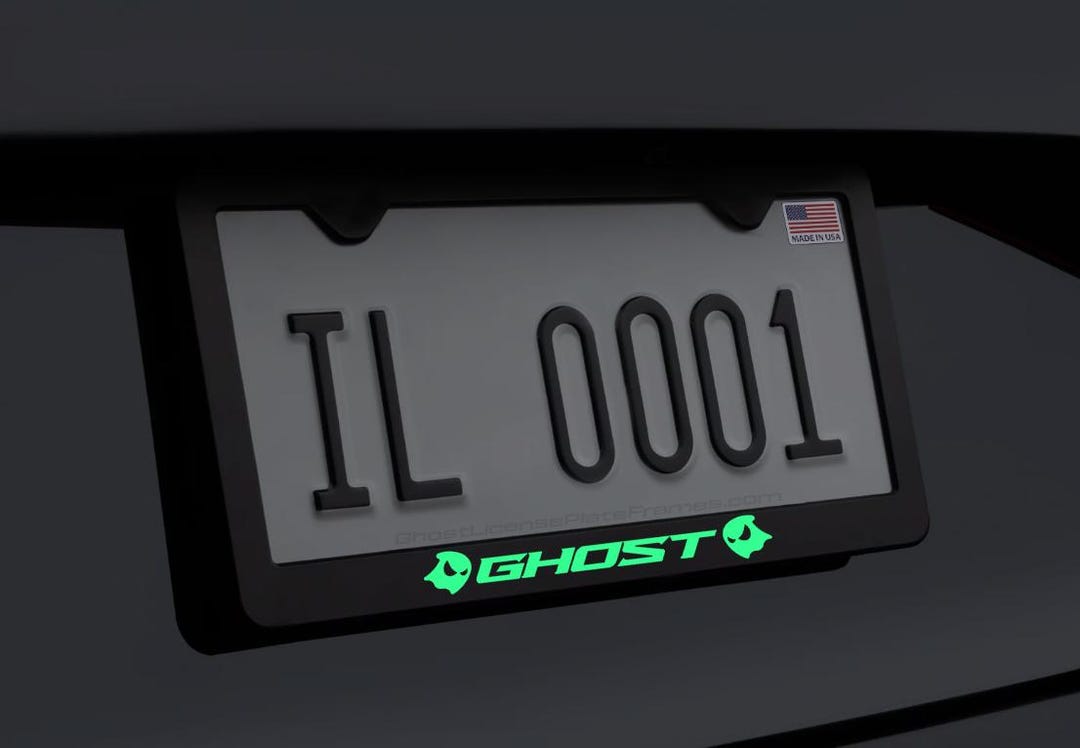 Glowing Ghost Street Racing Sport Style License Plate Frame Black Metal ...