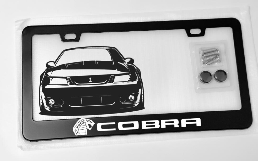 Mustang Cobra / Snake License Plate Frame Premium Black Metal With ...