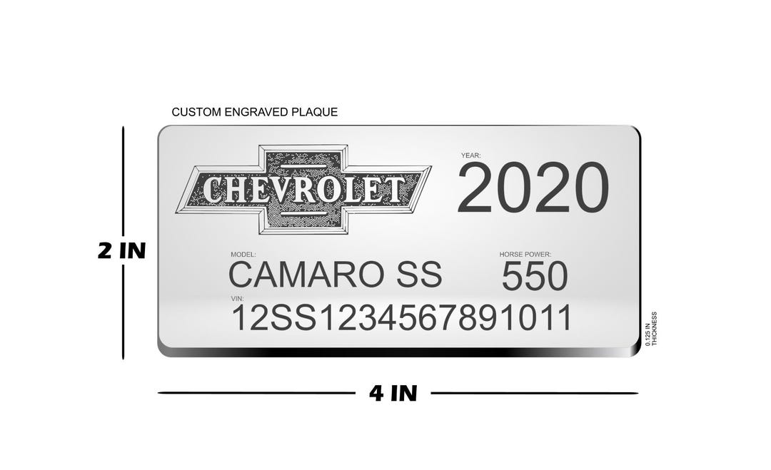 Custom Chevy Interior / Engine Engraved Badge Dash Personalized Plaque ...