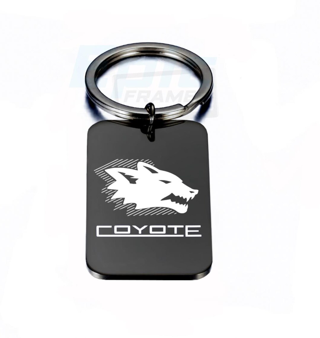 Racing Coyote 5.0 Mustang GT Key Chain Premium Engraved Black Premium ...
