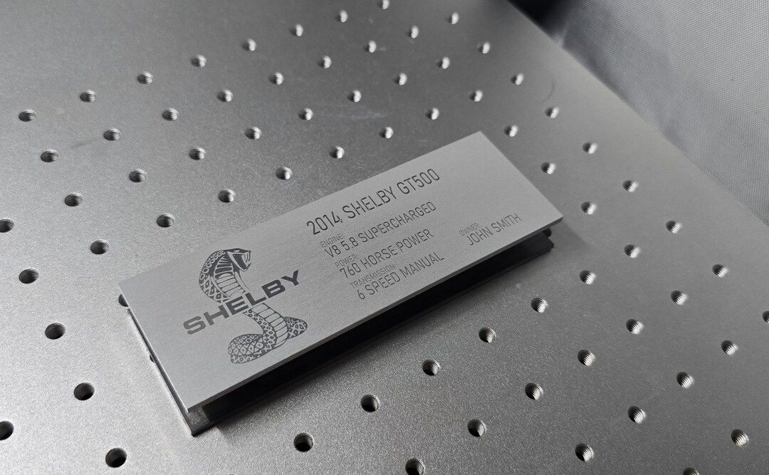 2x6 IN Engraved Plaque Custom for GT500, Mustang, Camaro, Corvette ...