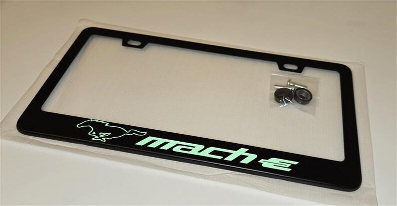 Bright Green Mach E Electric Mustang Black Metal License Plate Frame ...