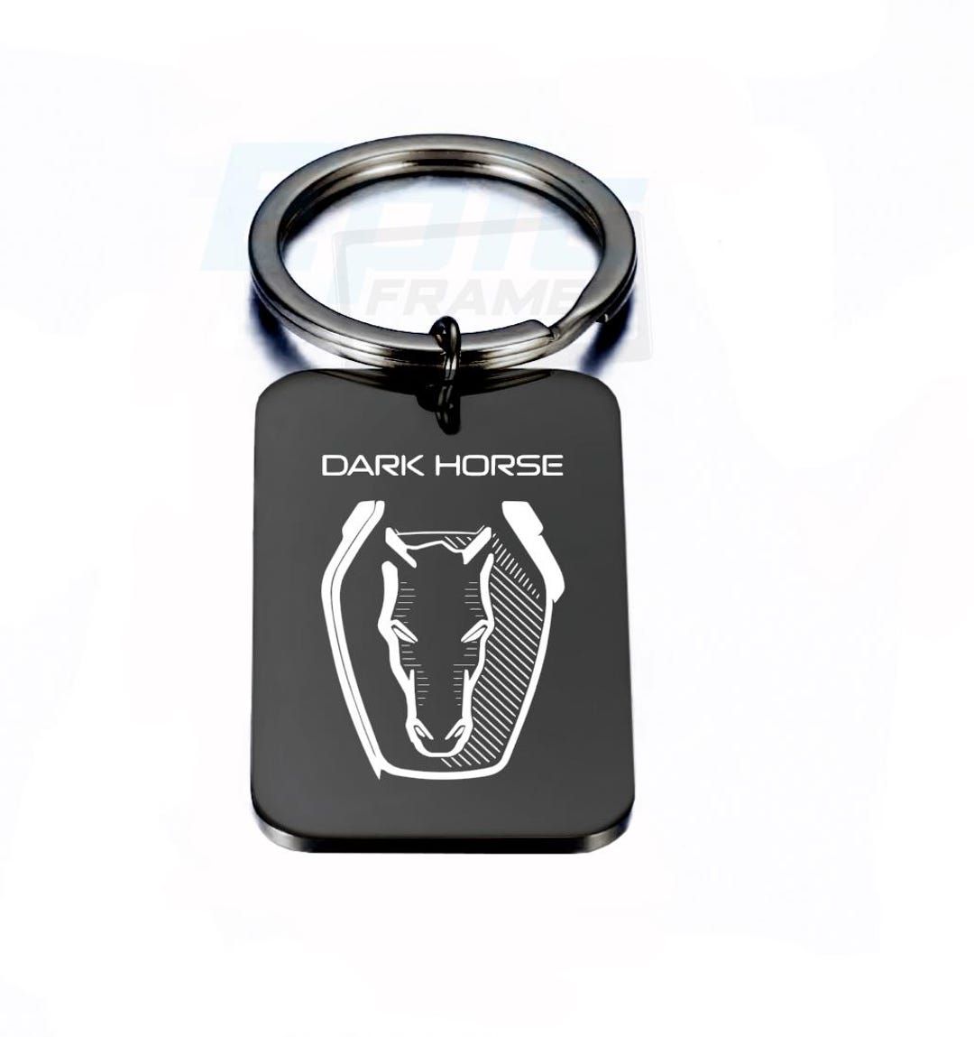 Dark Horse Mustang Key Chain Premium Engraved Black Premium Metal ...