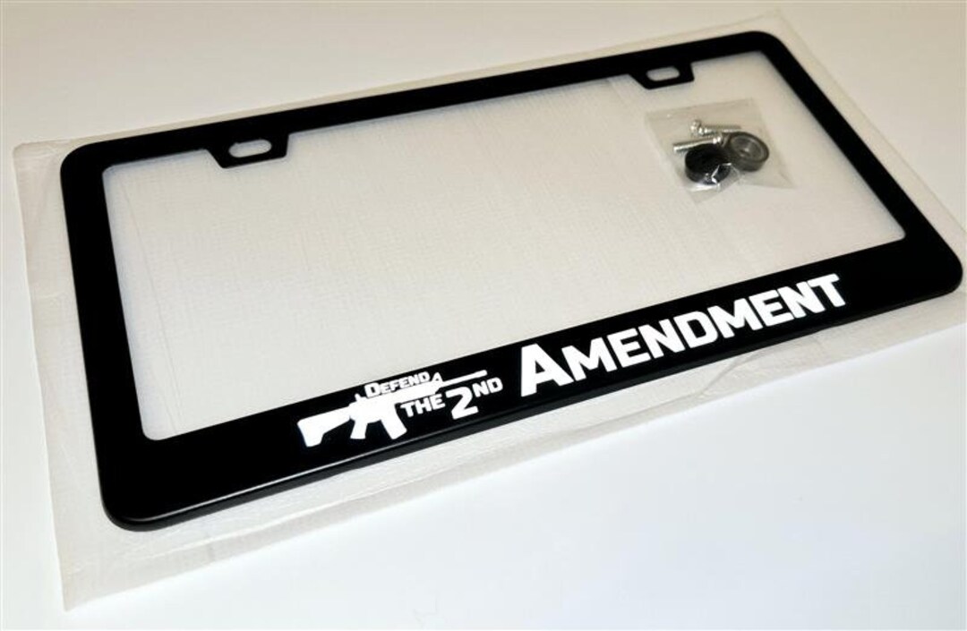 Defend the 2nd Amendment Rights Black Metal License Plate Frame With ...