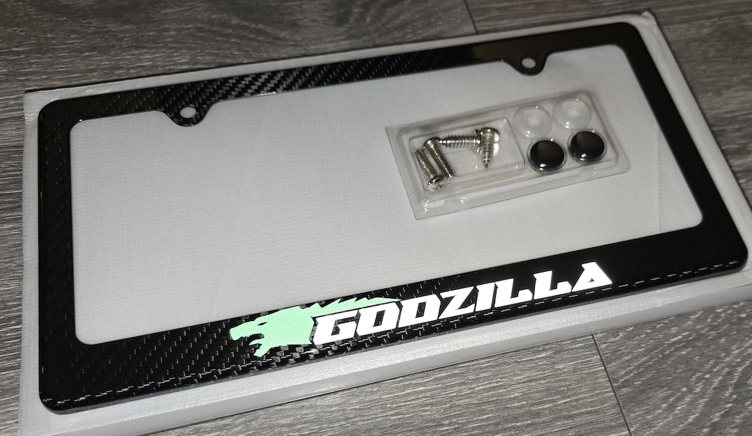 Green Godzilla GTR Carbon Fiber License Plate Frame W/ Screws and Caps ...