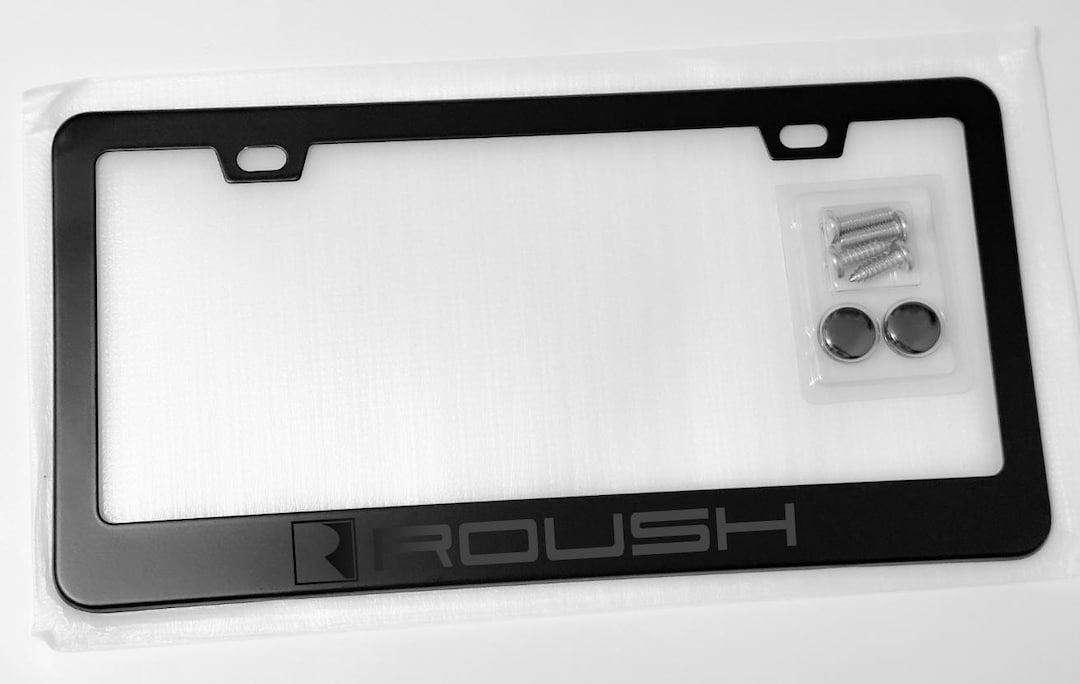 Black on Black ROUSH Premium Metal License Plate Frame With Screws and ...