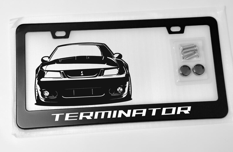 Terminator Cobra Mustang License Plate Frame Premium Black Metal With ...