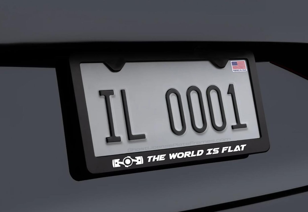 The World is Flat Black Metal License Plate Frame Tag With Screws and ...