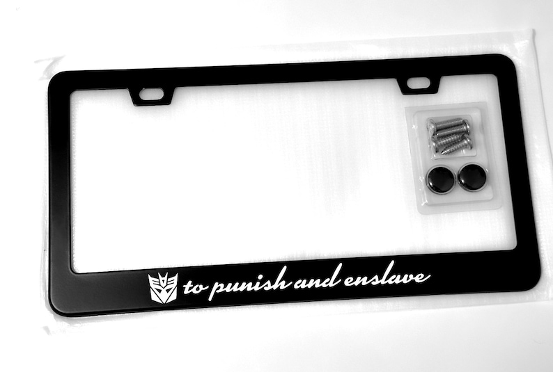 Decepticon Transformers to Punish and Enslave Black Metal License Plate ...