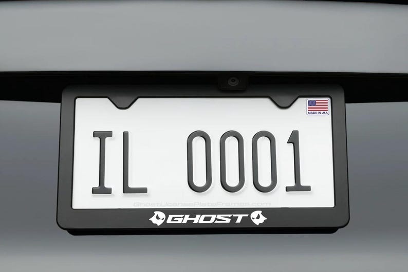 Glowing Ghost Street Racing Sport Style License Plate Frame Black Metal ...
