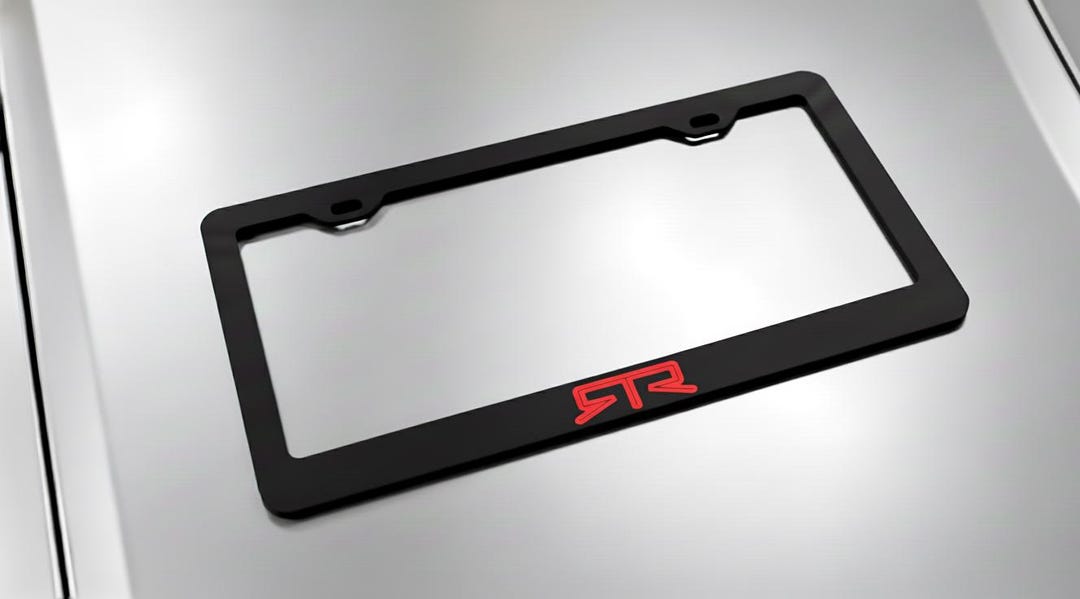 Red RTR License Plate Frame Holder Premium Stainless Steel Black Metal ...