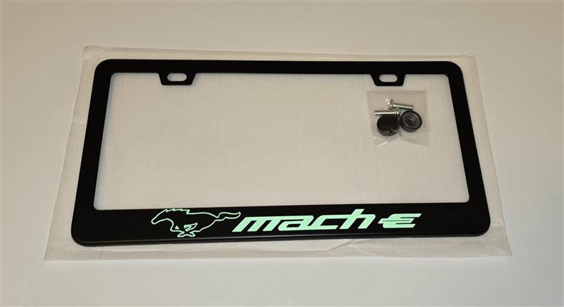 Bright Green Mach E Electric Mustang Black Metal License Plate Frame ...
