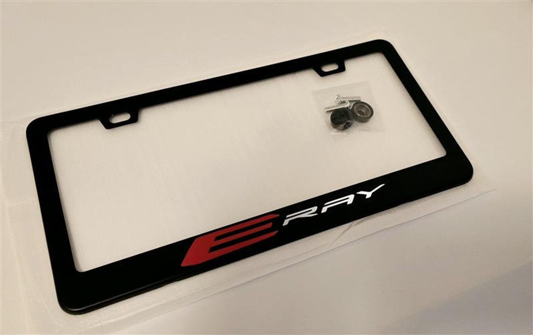 E-ray Corvette Black Metal License Plate Frame With Screws and Caps - Etsy
