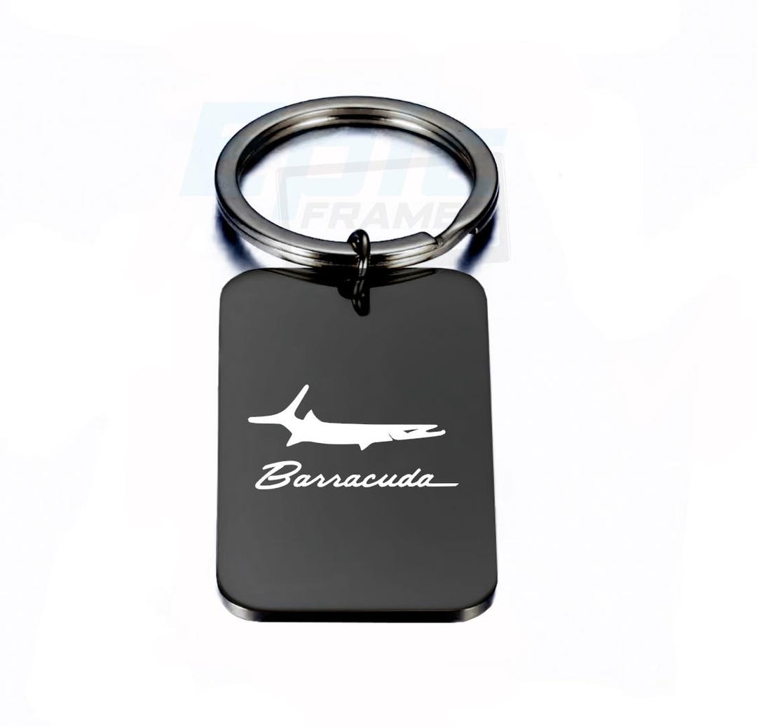 Barracuda Classic Car Key Chain Premium Engraved Black Premium Metal ...