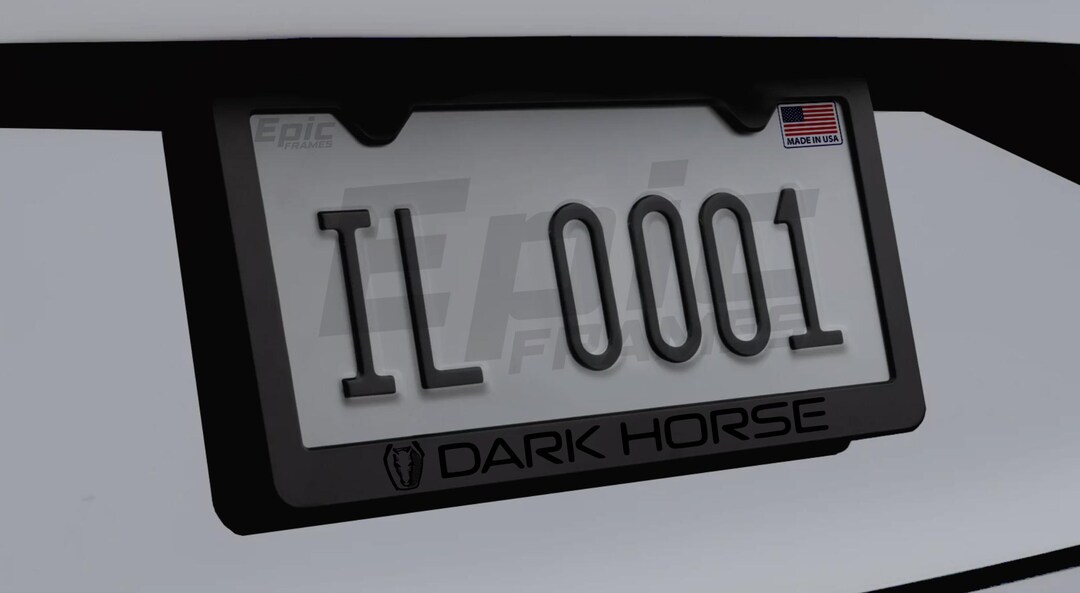 Black on Black DARK HORSE License Plate Frame Premium Black Metal - Etsy