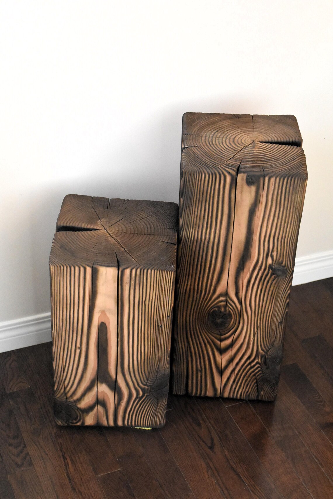 Shou Sugi Ban / Yakisugi Side Table, Night Stand, Burned Wood Block ...