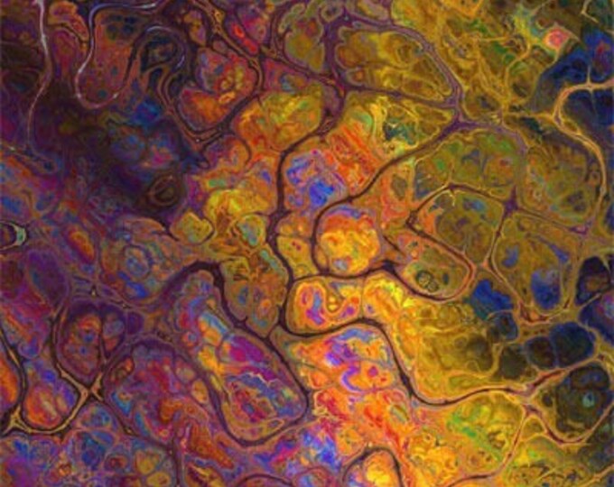 Quilting Artist Created UNIQUE Cotton Fabric Panel Abstract Jewel Tones ...