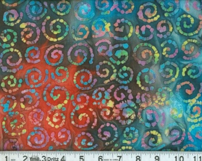 5 Yards Hand Dyed Cotton Quilt Fabric Hoffman Symbols Curls Multi ...