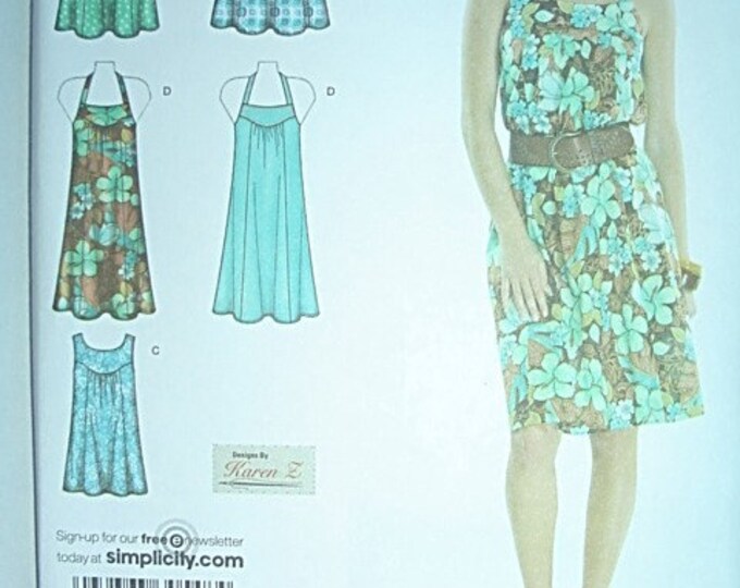 Easy-to-sew Simplicity Dress Sundress Pattern Misses Women 10 12 14 16 ...