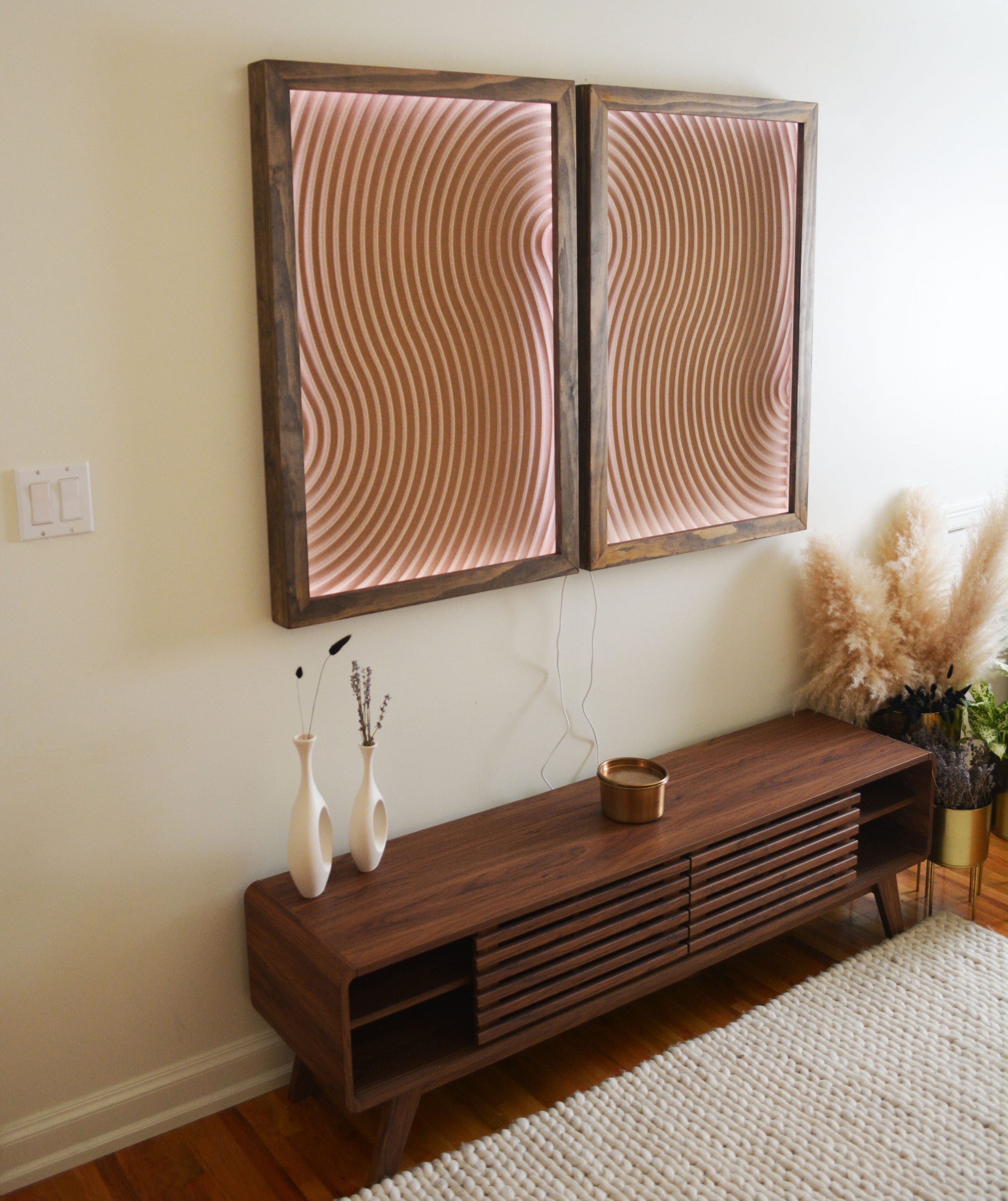 No. 13 Acoustic Diffuser Panel, LED Wall Art, Geometric Wall Art, Wabi ...