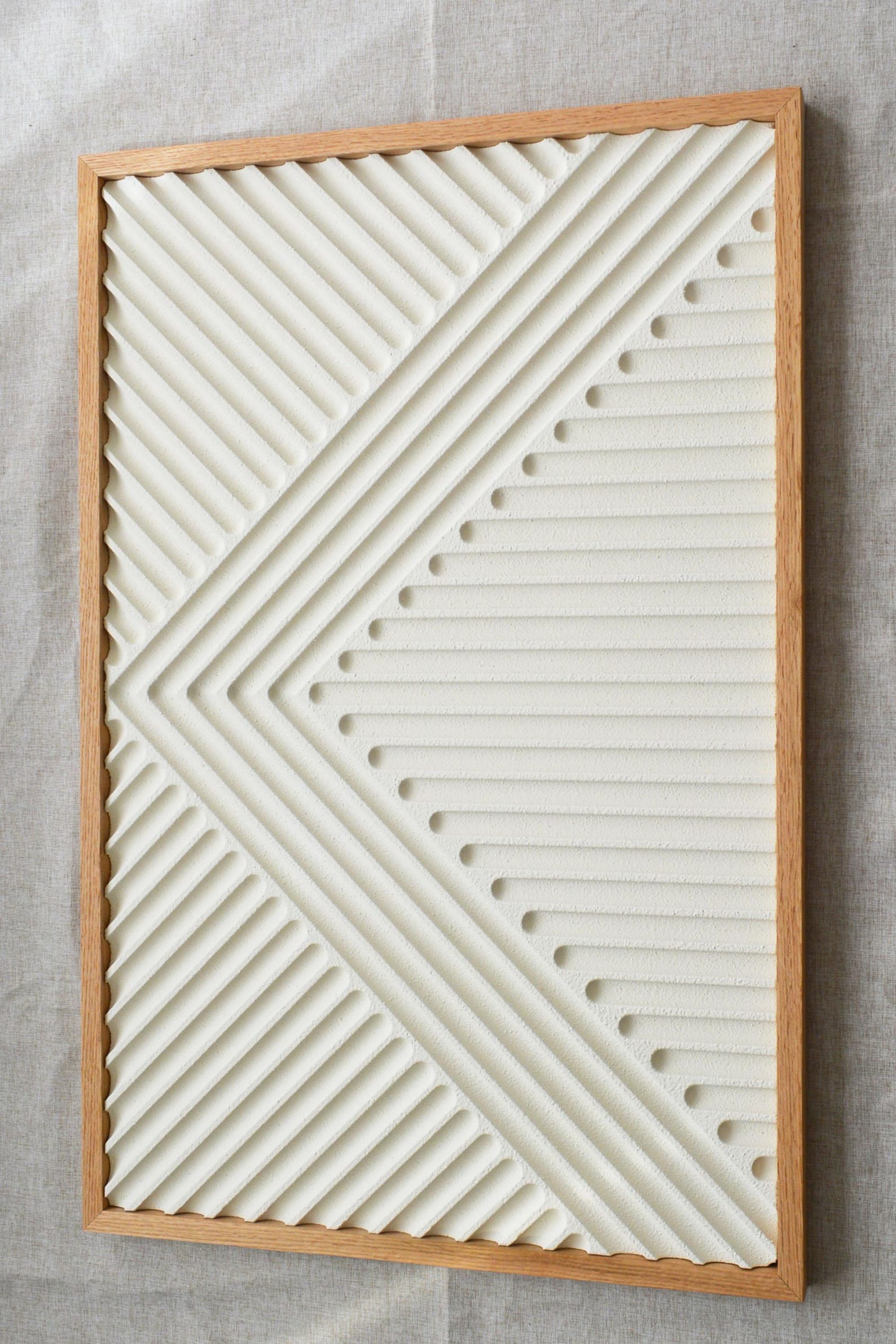No. 04 Acoustic Diffuser Panel, Plaster Relief Art, Geometric Wall Art ...