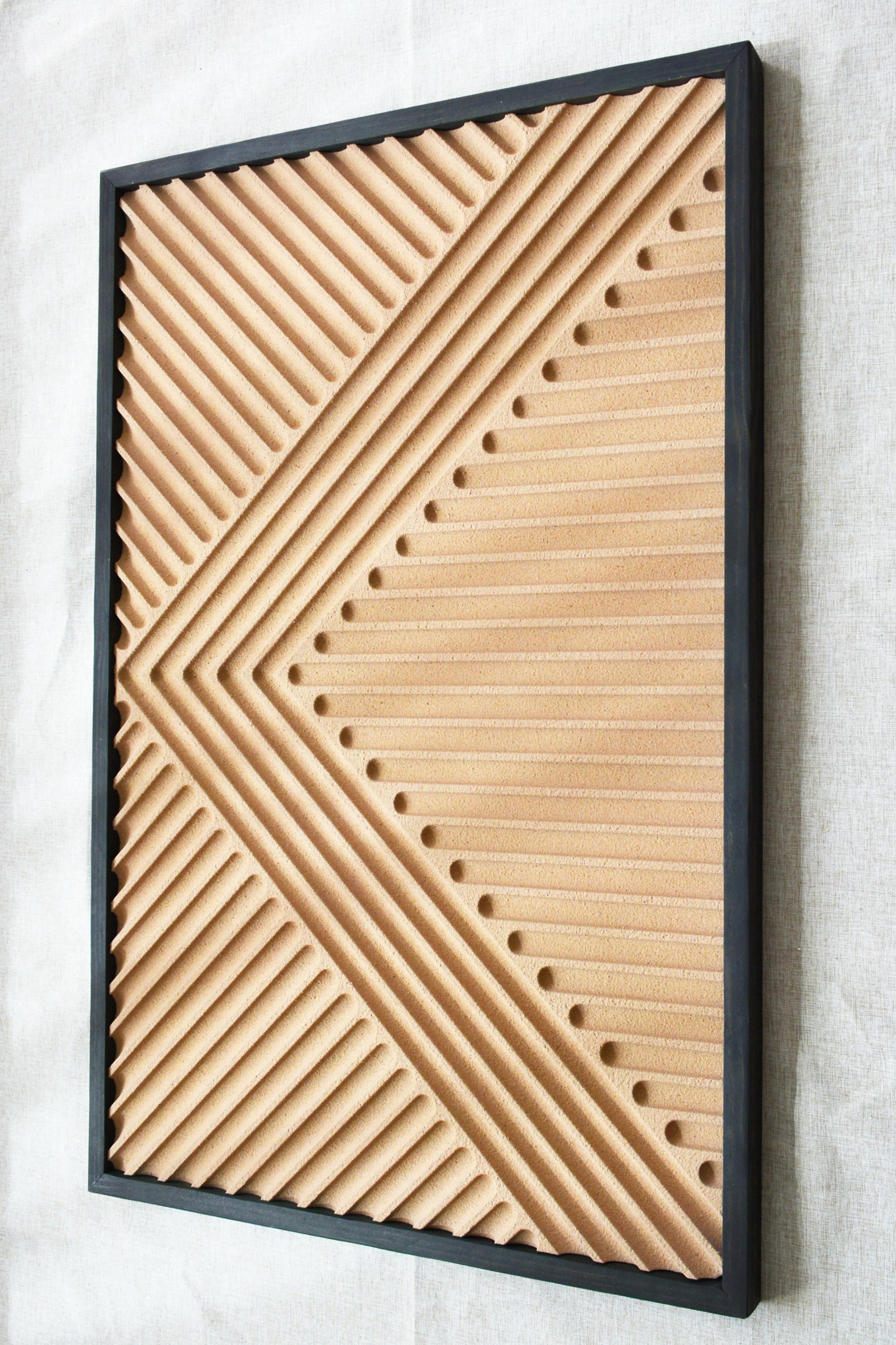 No. 04 Acoustic Diffuser Panel, Plaster Relief Art, Geometric Wall Art ...