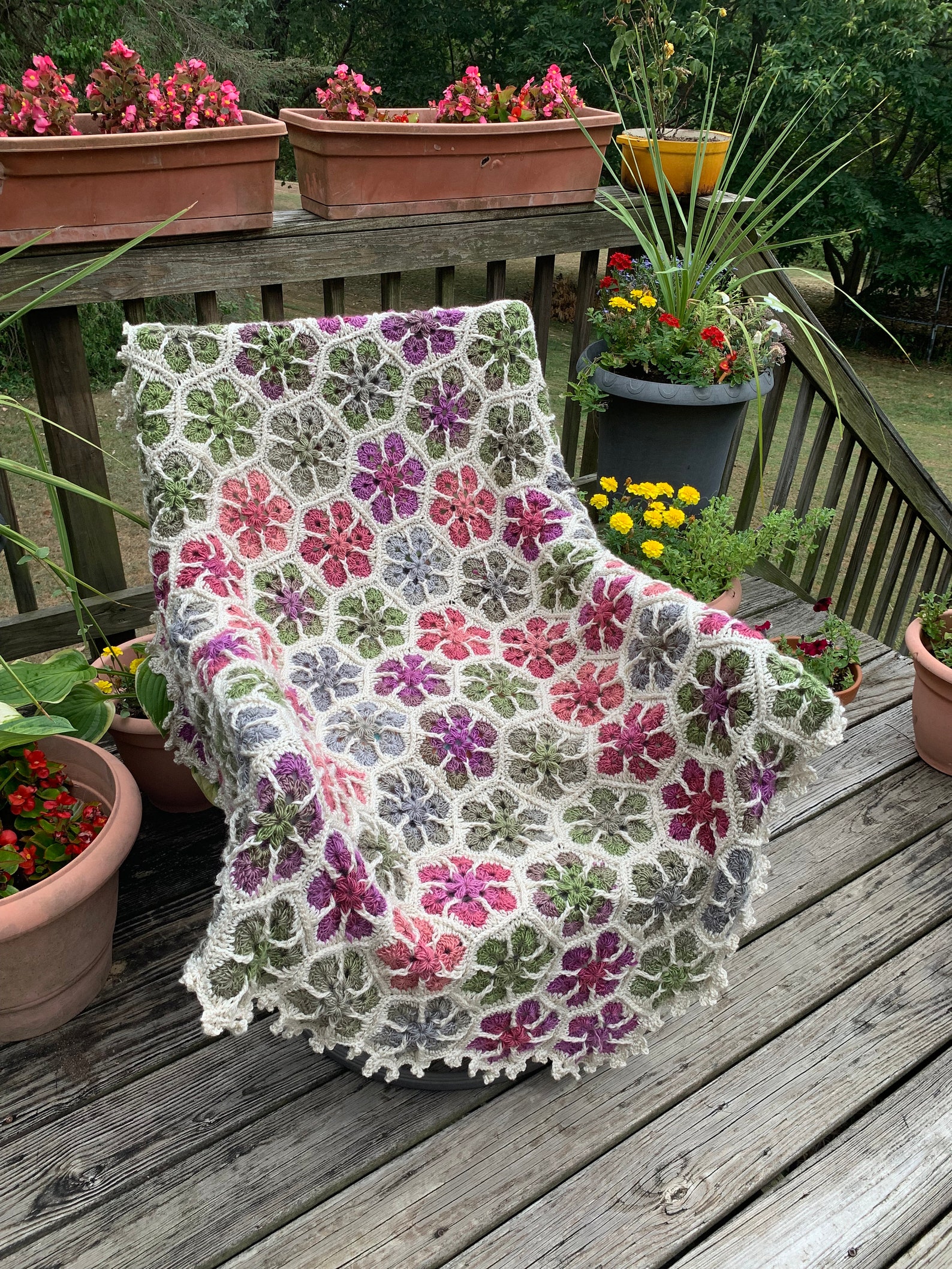 Modern Blanket of Flowers Colorful Easy Crochet Pattern a - Etsy