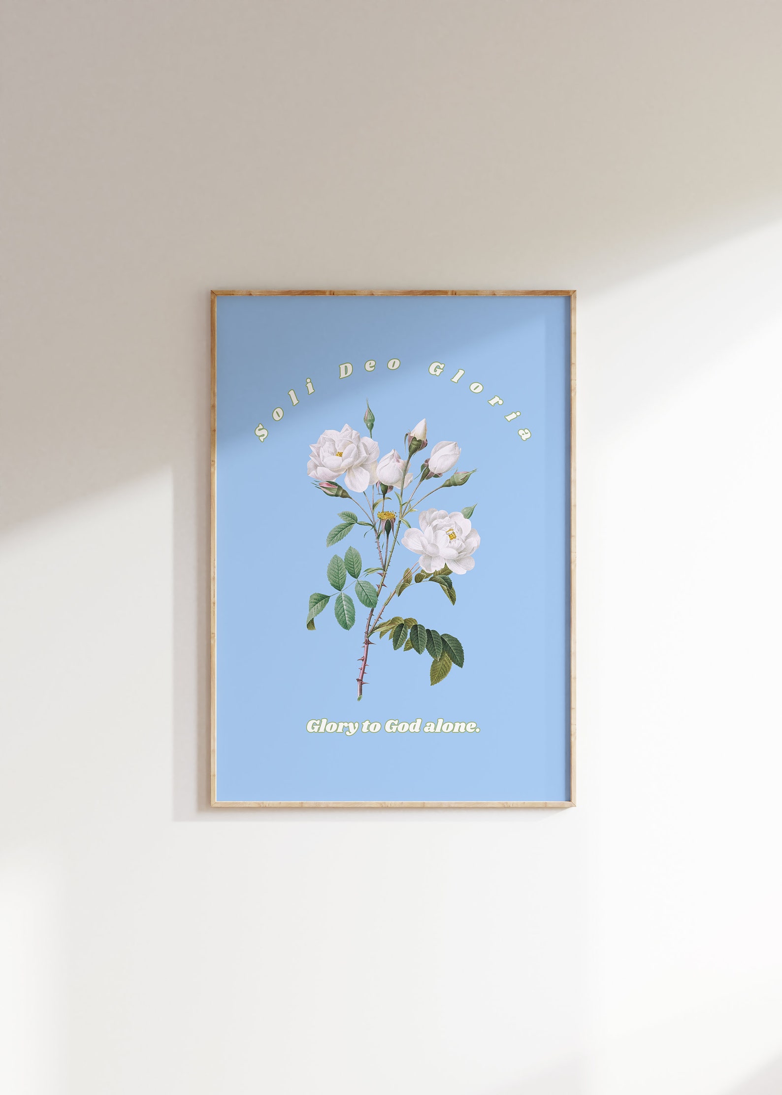 Soli Deo Gloria | Blue Vintage Flower Christian Bible Verse Scripture ...