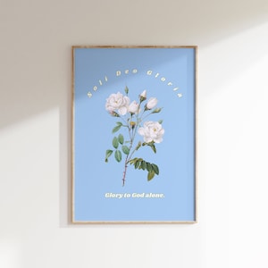 Soli Deo Gloria | Blue Vintage Flower Christian Bible Verse Scripture ...